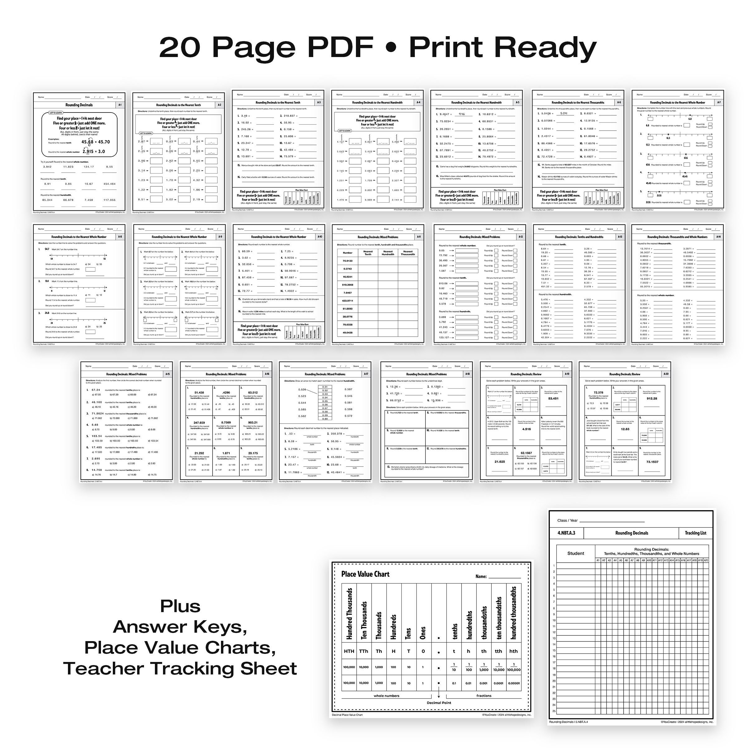 5th Grade: Rounding Decimals Worksheets • Decimal Place Value ...