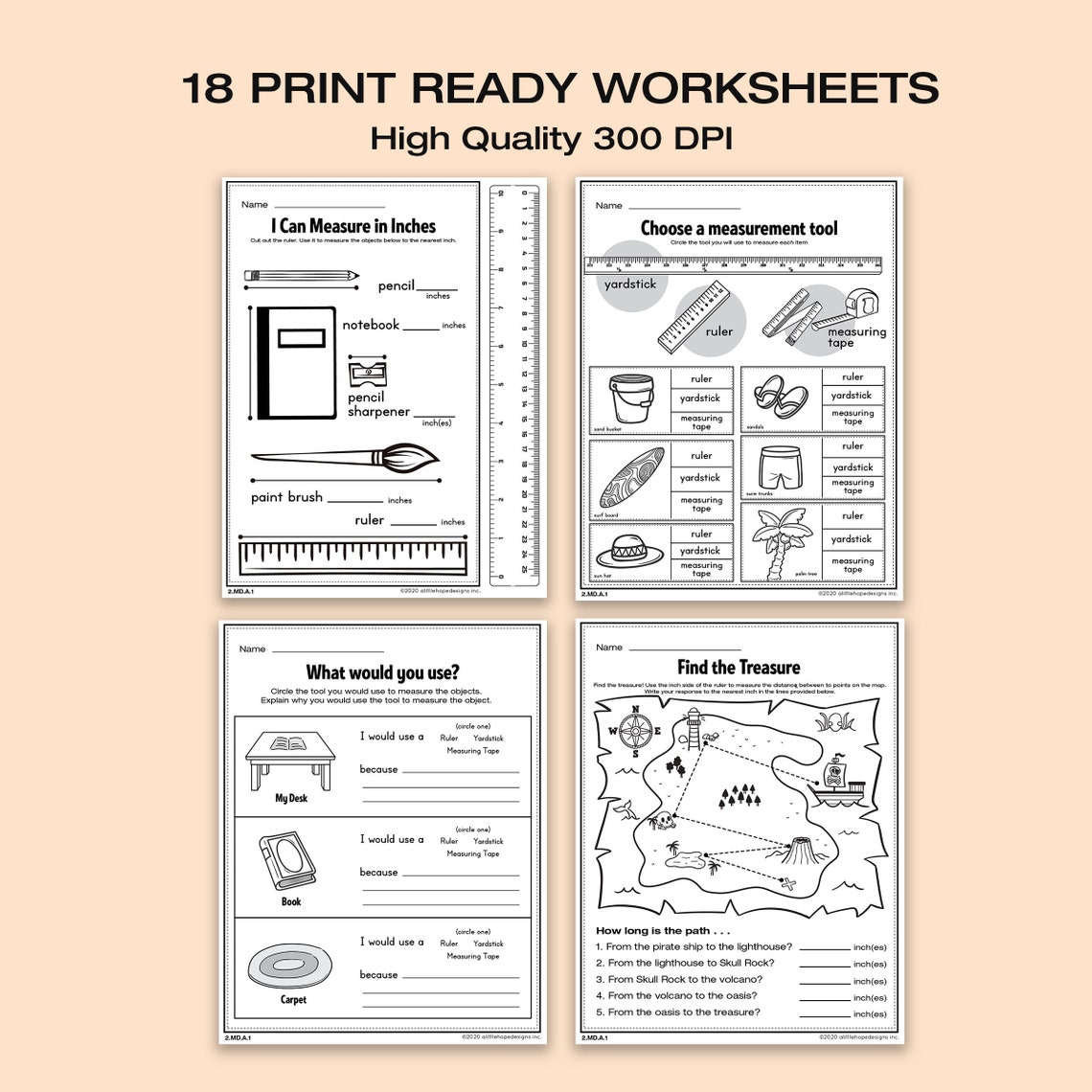 2nd Grade Measurement Worksheets 2.MD.A.1 | Yard Stick and Meter Stick ...