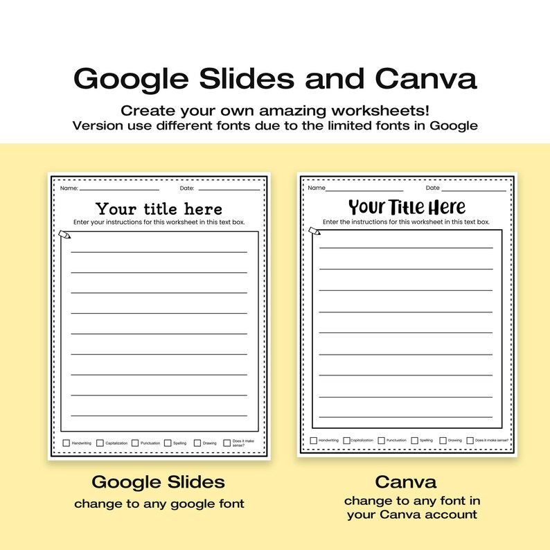 EDITABLE Writing Templates • Lines and Boxes • 6 Designs Fully Editable ...