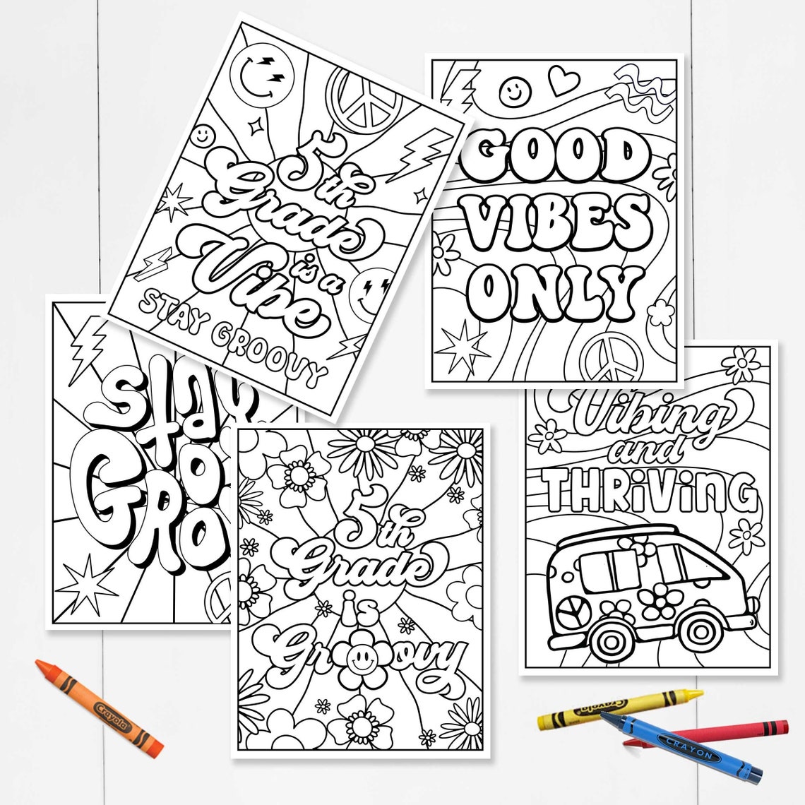 5th Grade Groovy and Vibing Coloring Pages • Inspirational Coloring ...