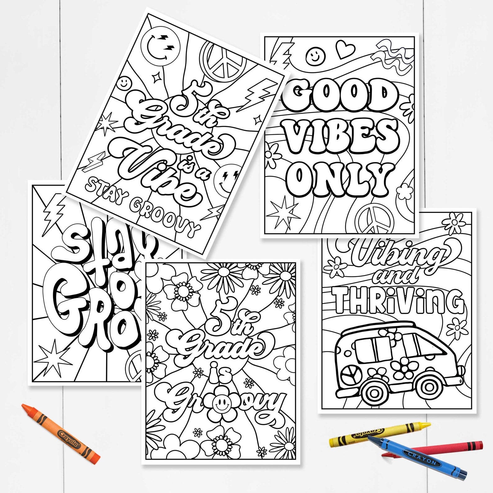 5th Grade Groovy and Vibing Coloring Pages • Inspirational Coloring ...
