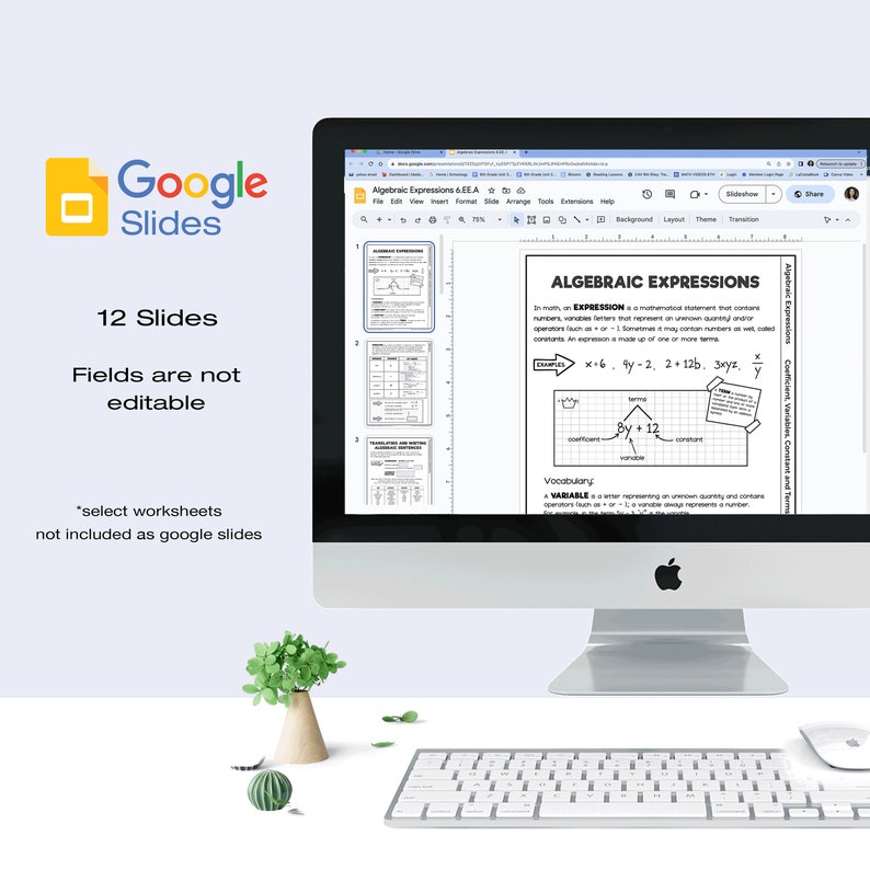 6th Grade Guided Math Algebraic Expressions and Equations 6.EE.A.2, 6 ...