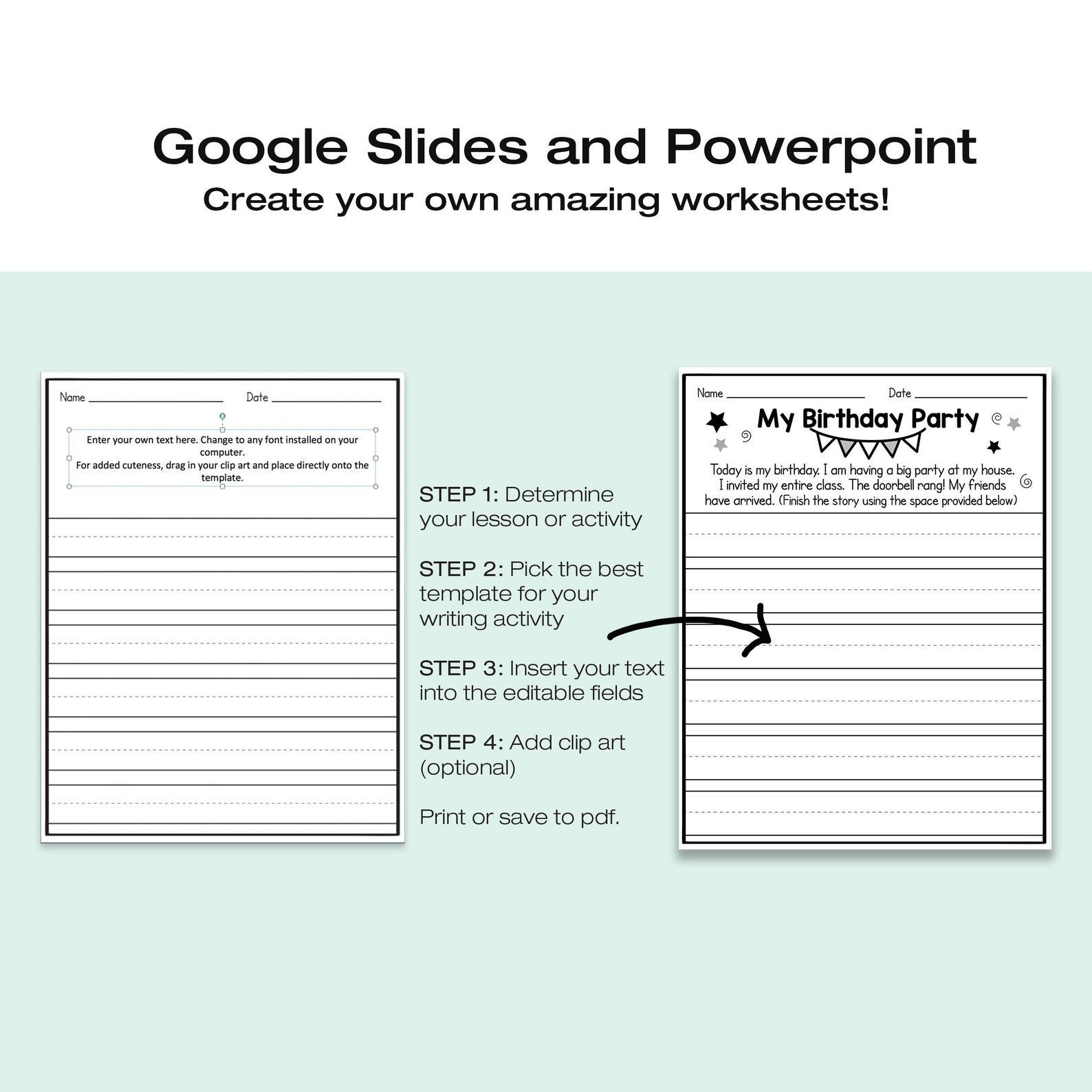 Primary Writing Lined Digital Paper | Horizontal • Vertical | 16 Print ...