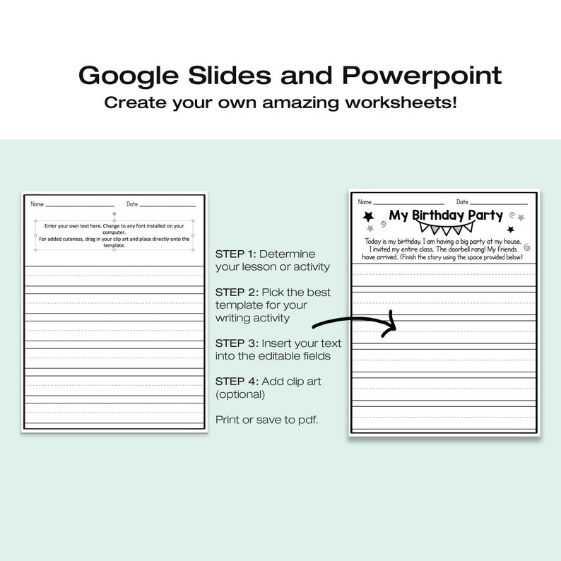 Primary Writing Lined Digital Paper | Horizontal • Vertical | 16 Print ...