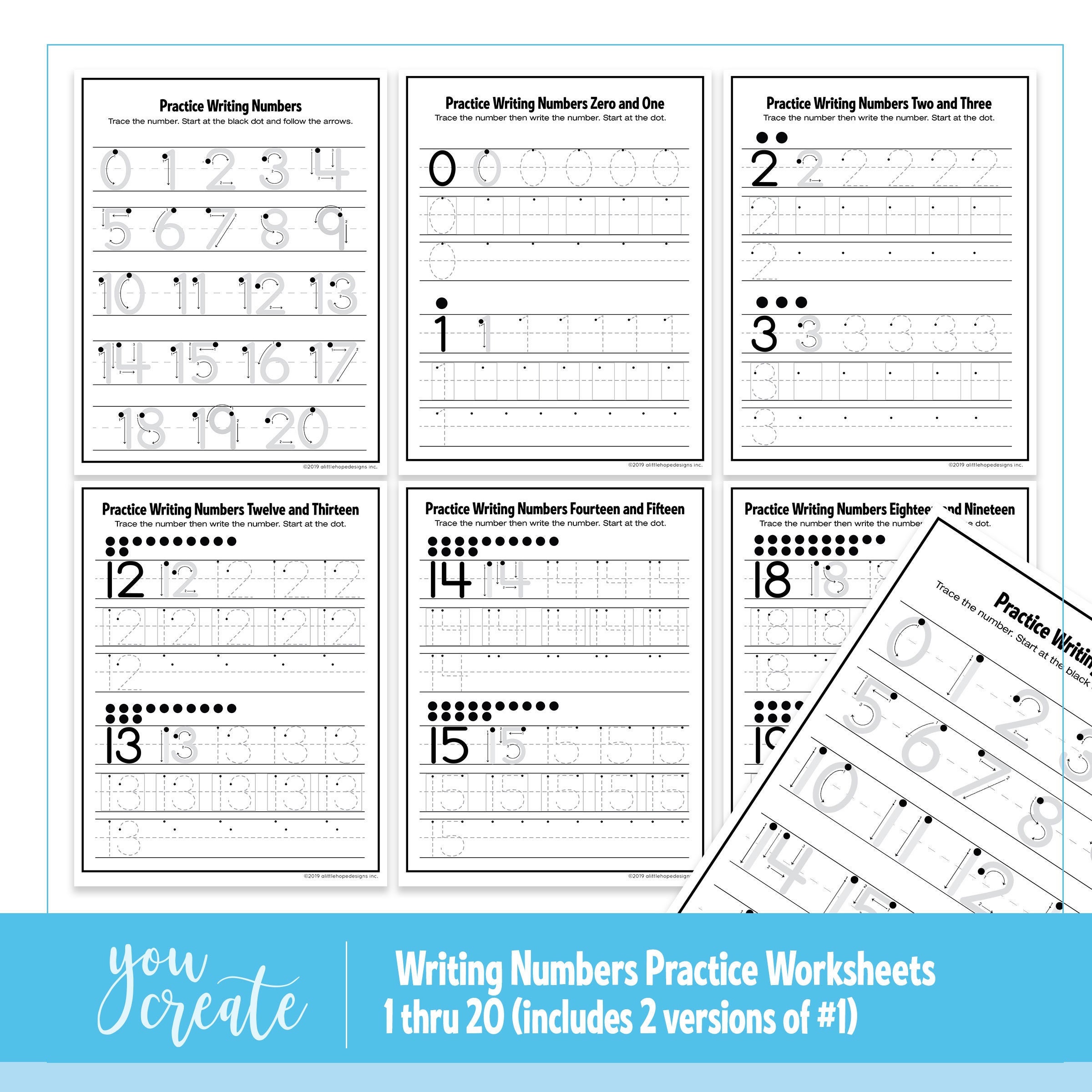 Writing Numbers 1-20 Tracing Numbers 1-20 Formation, Trace and Free ...