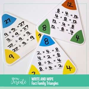 Write and Wipe Math Fact Family Triangles | Fact Family Multiplication ...