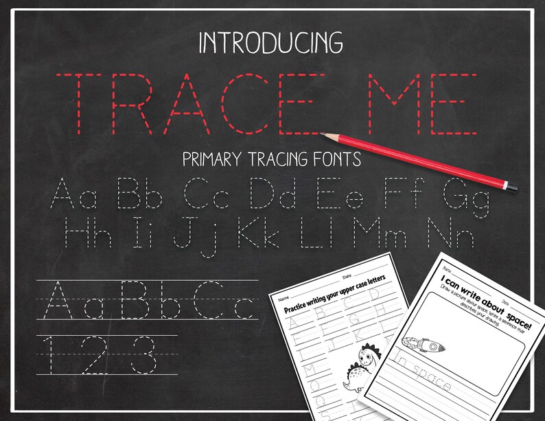Alphabet Tracing Fonts • Primary Font TRACE ME Lined and Unlined ...
