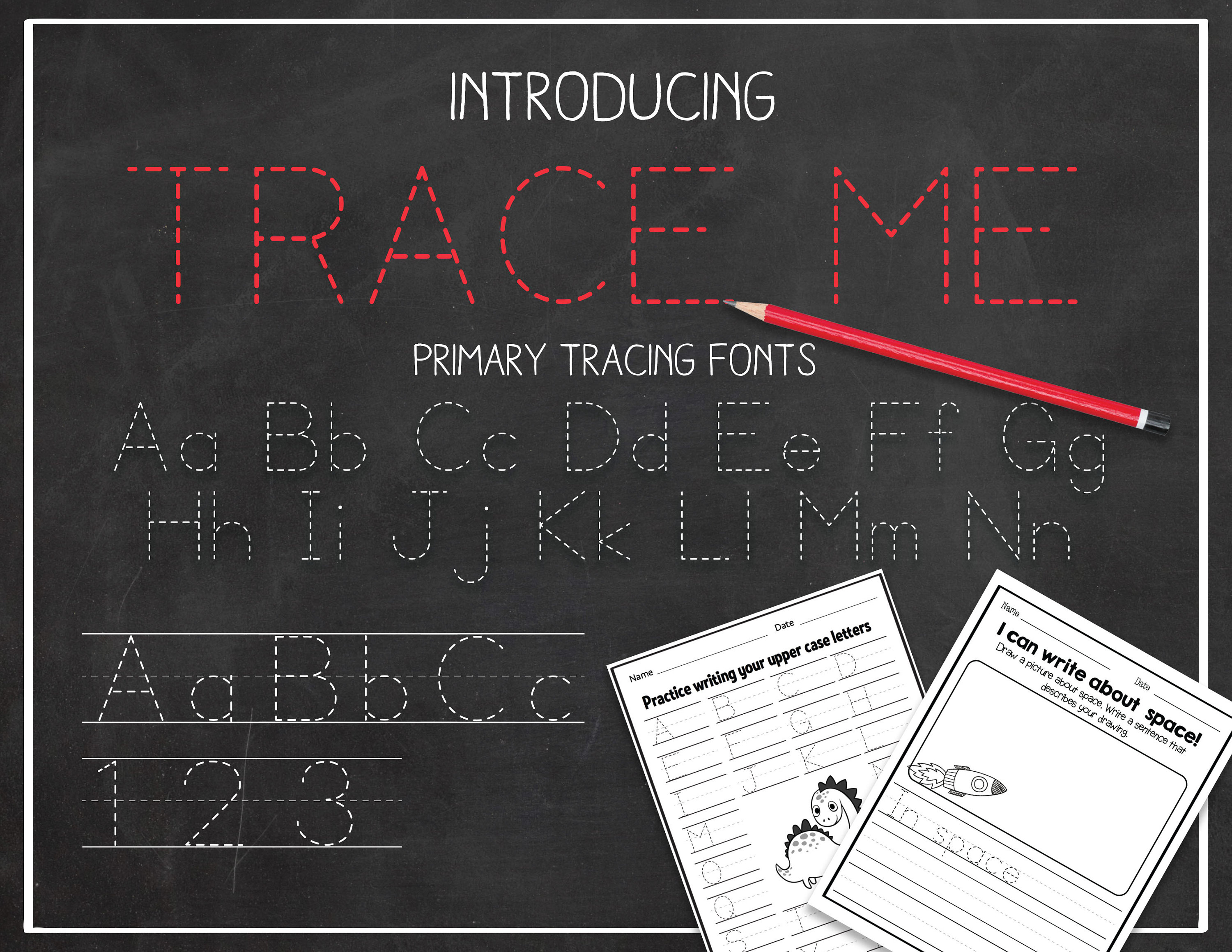 Alphabet Tracing Fonts • Primary Font TRACE ME Lined and Unlined ...