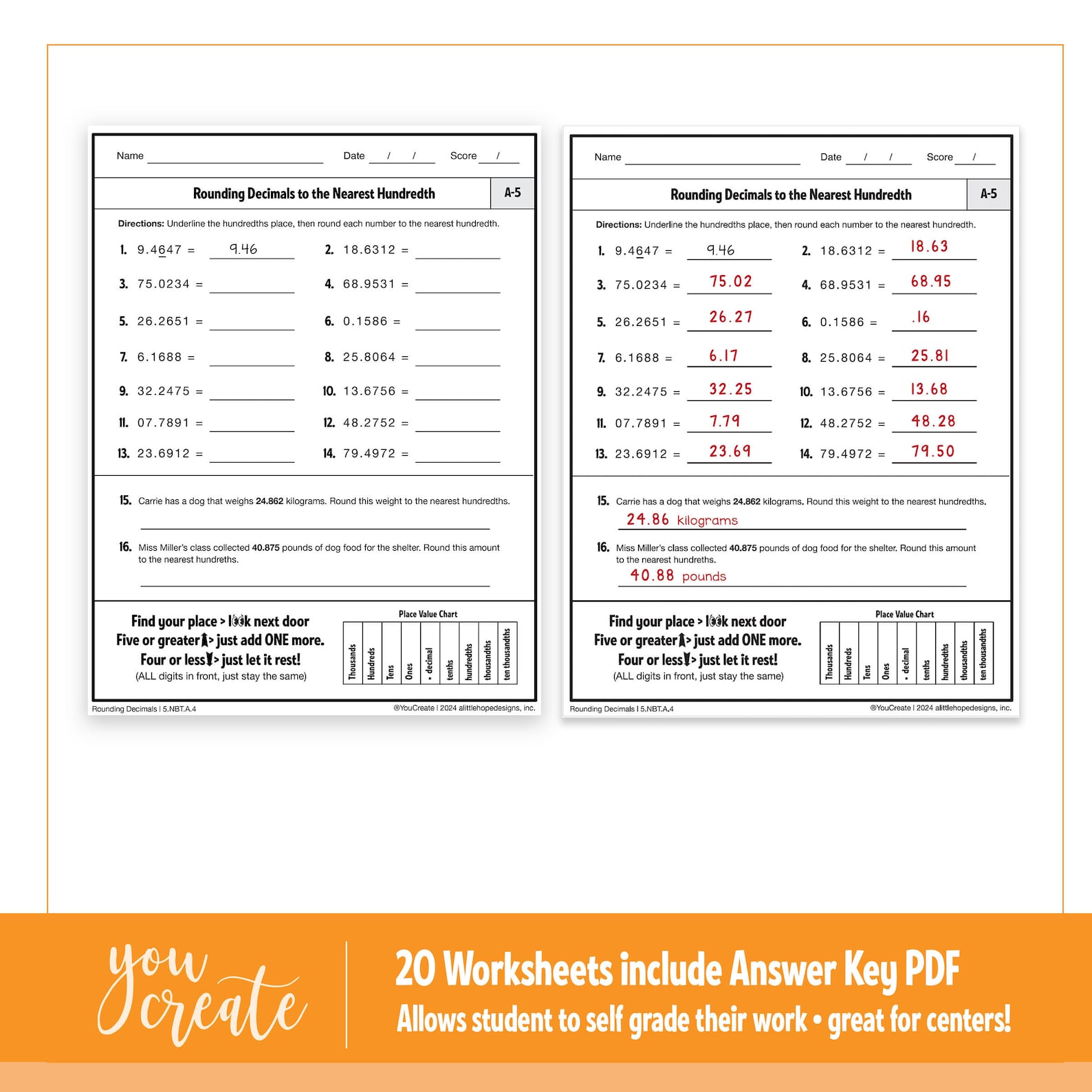 5th Grade: Rounding Decimals Worksheets • Decimal Place Value ...