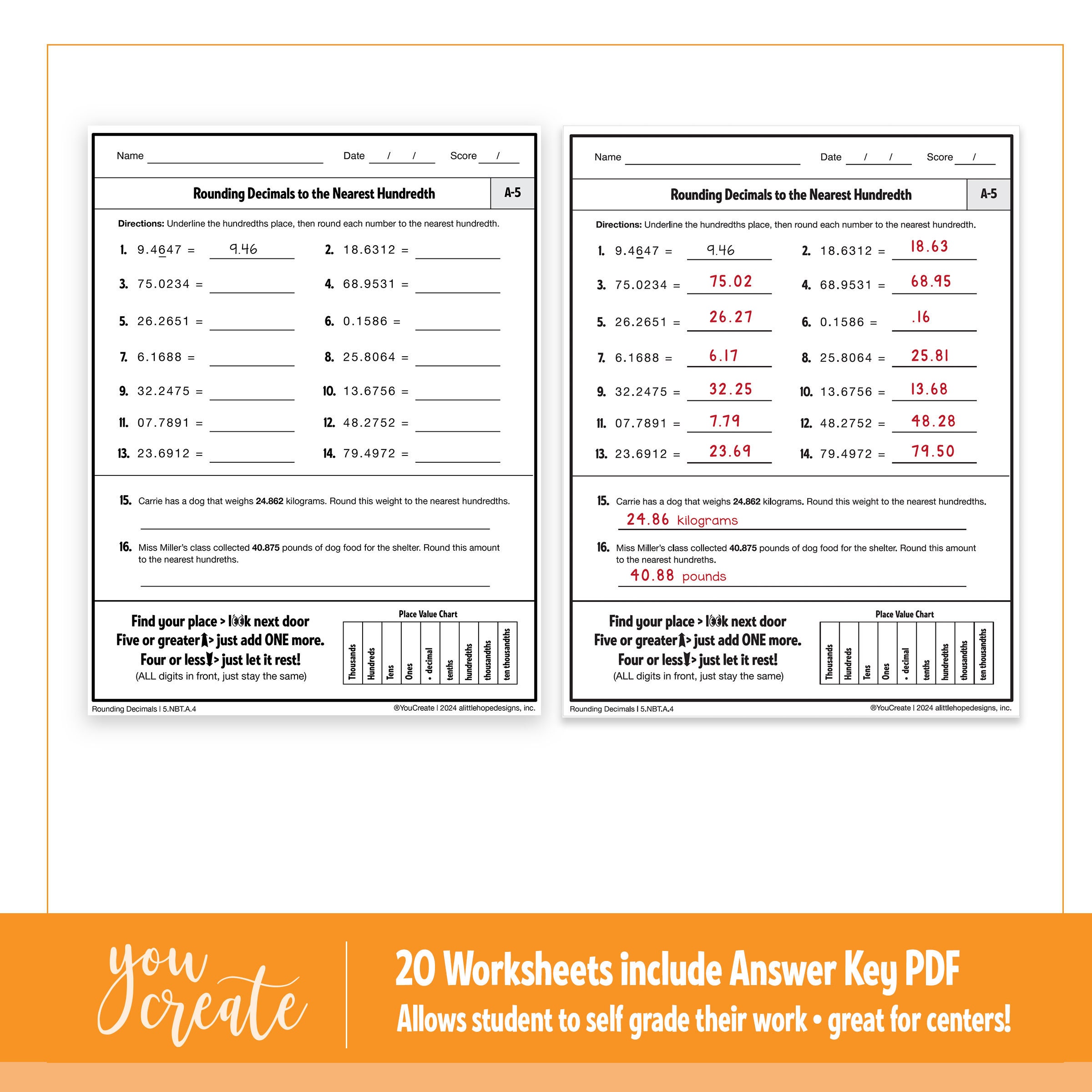 Place Value Rounding Worksheets Rounding Decimal Places Rounding