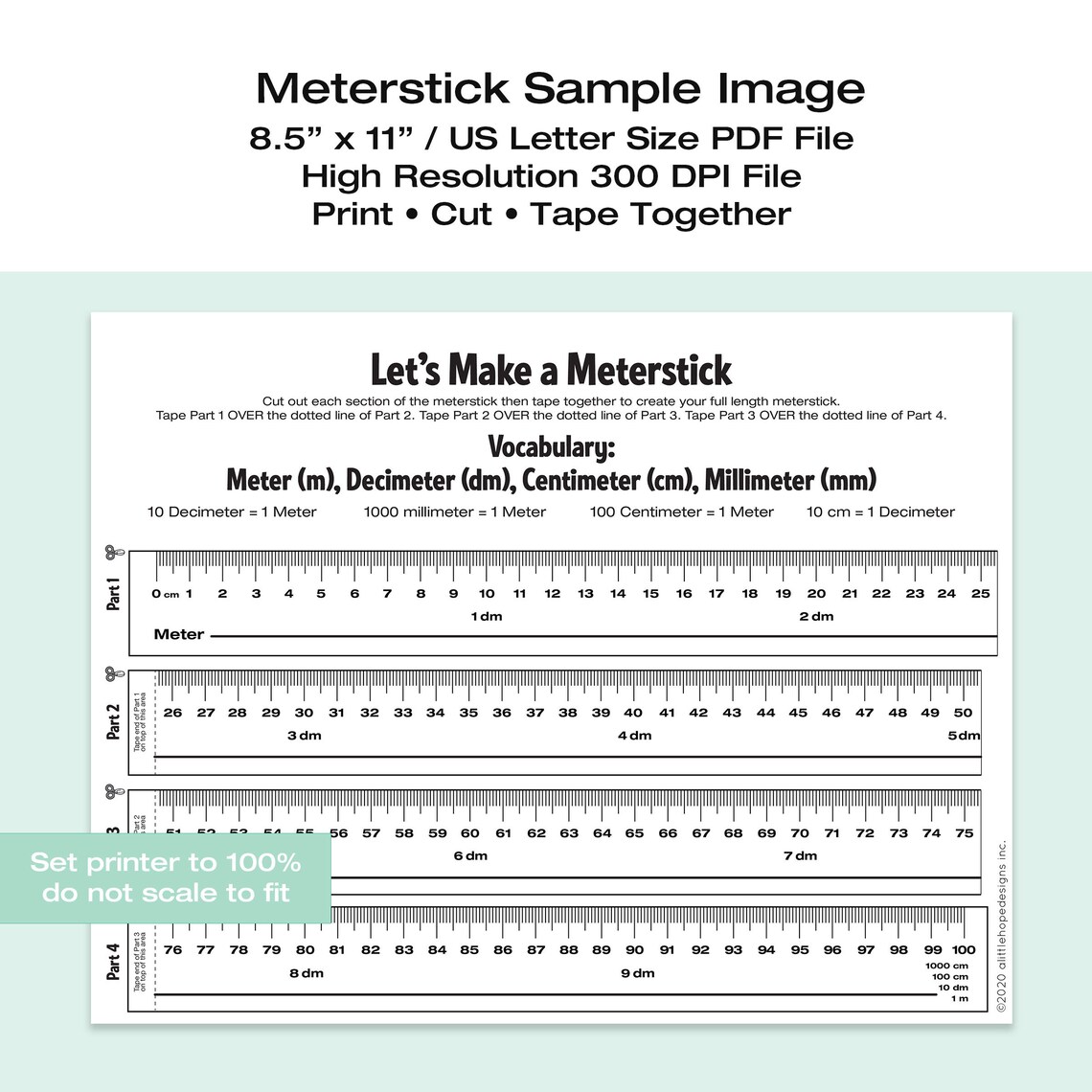 Yardstick and Meterstick Template Printable | Cut and Create Yardstick ...