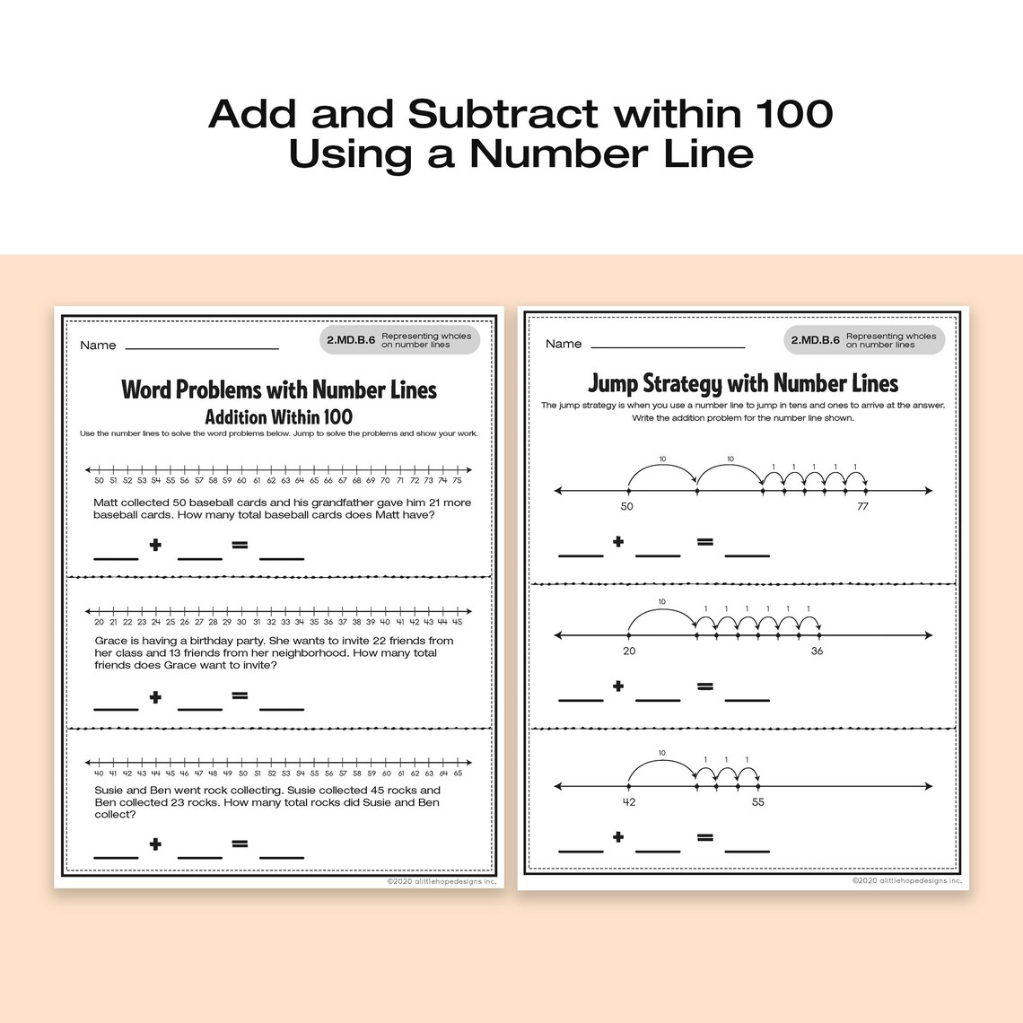 Add and Subtract on a Number Line | 2nd Grade Math Number Lines 2.MD.B ...