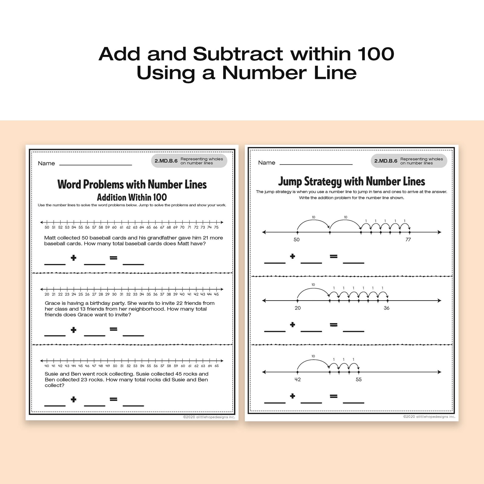 Add and Subtract on a Number Line | 2nd Grade Math Number Lines 2.MD.B ...