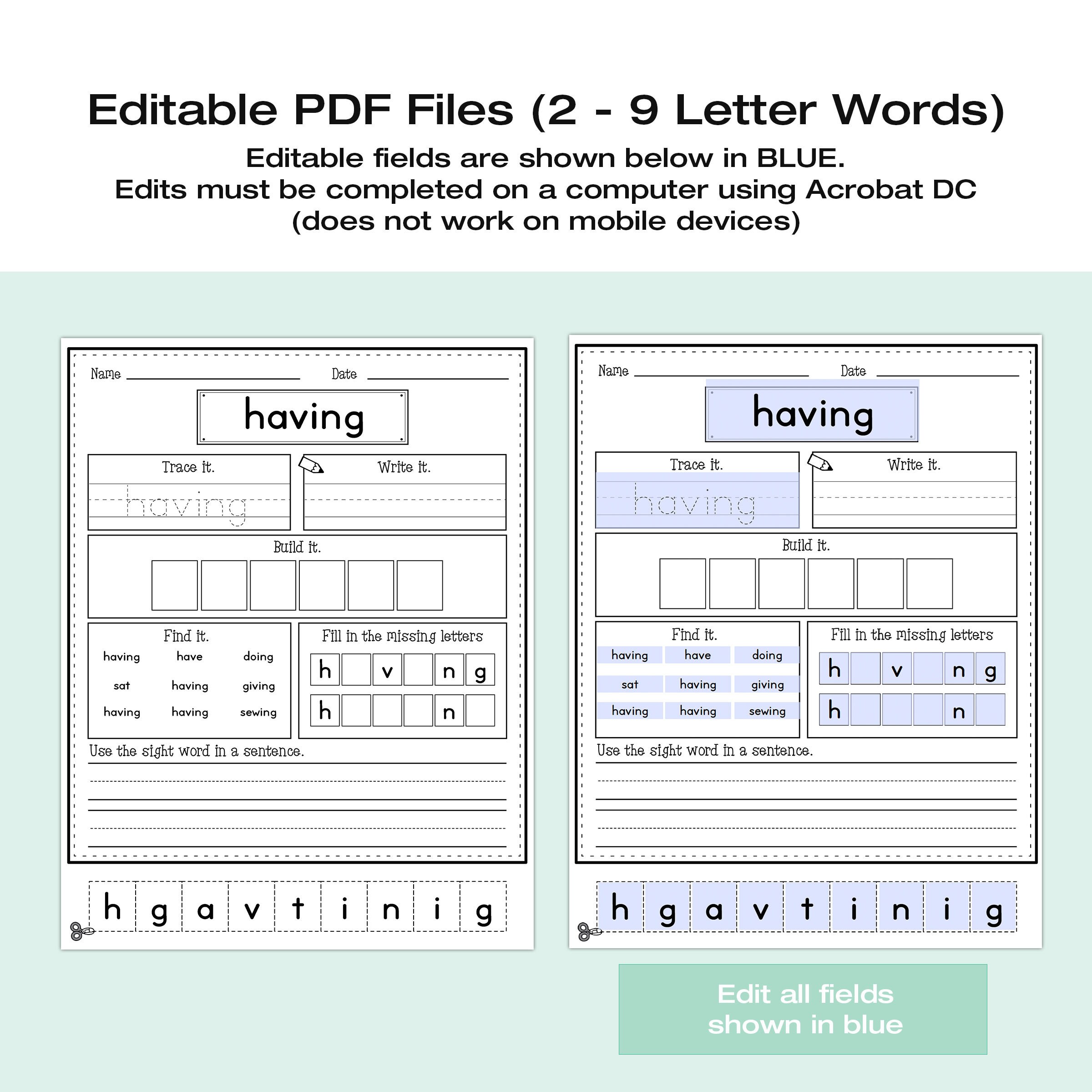 Editable Sight Word Worksheets | Spelling Help | Create Your Own ...