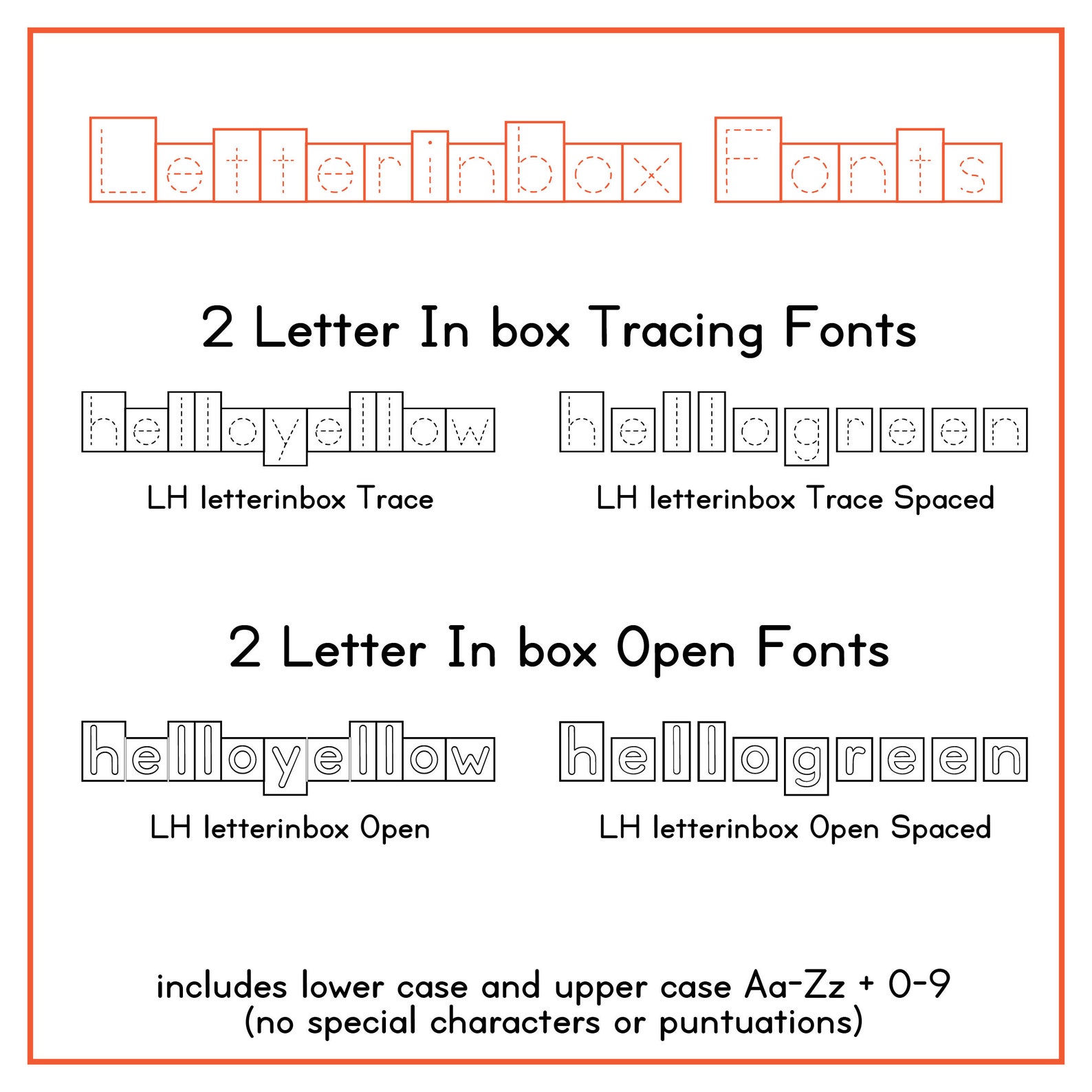Letterbox Font | Letters in Box Font | Educational Font | Tracing Font | 6 Fonts for Personal or ...