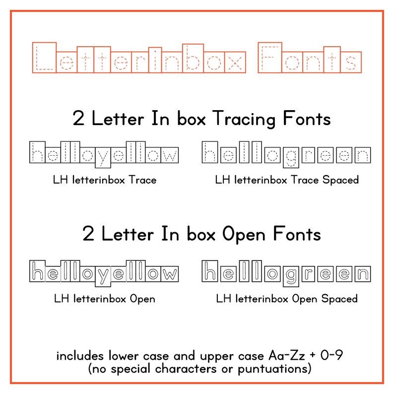 Letterbox Font | Letters in Box Font | Educational Font | Tracing Font ...