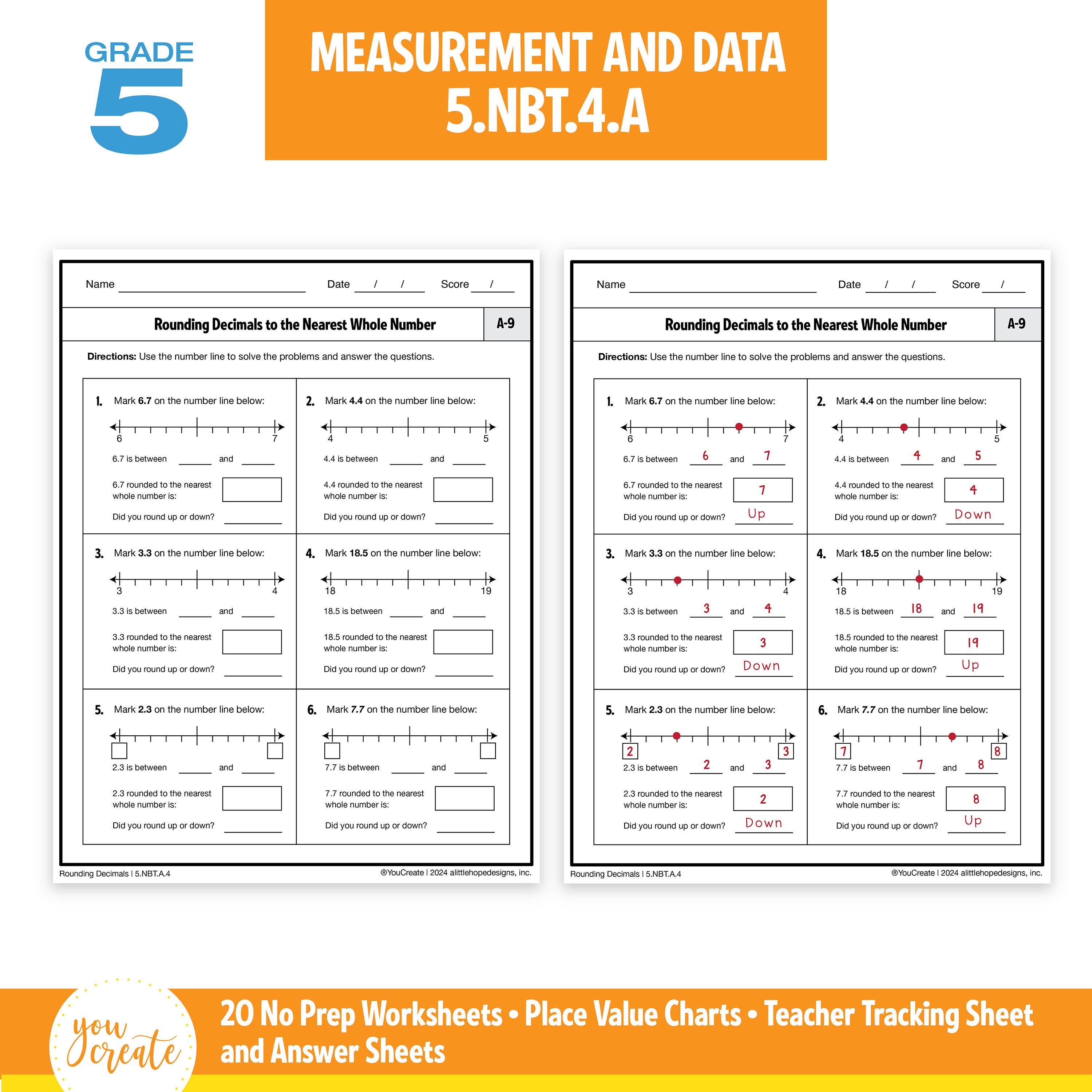 5th Grade: Rounding Decimals Worksheets Decimal Place Value Worksheets ...