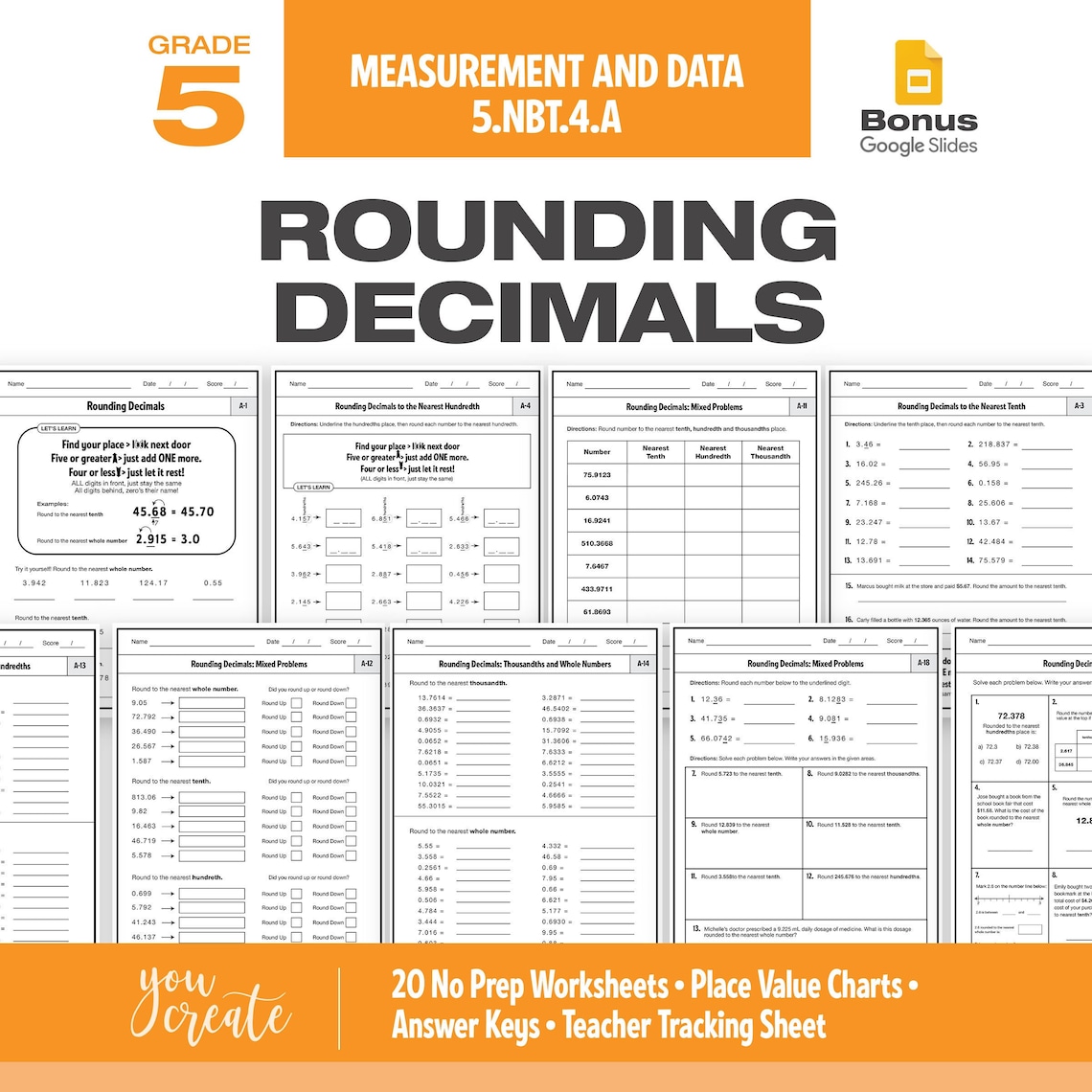 5th Grade: Rounding Decimals Worksheets • Decimal Place Value ...