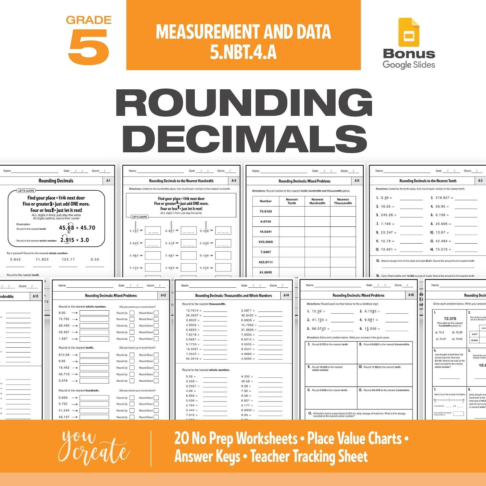 5th Grade: Rounding Decimals Worksheets • Decimal Place Value ...