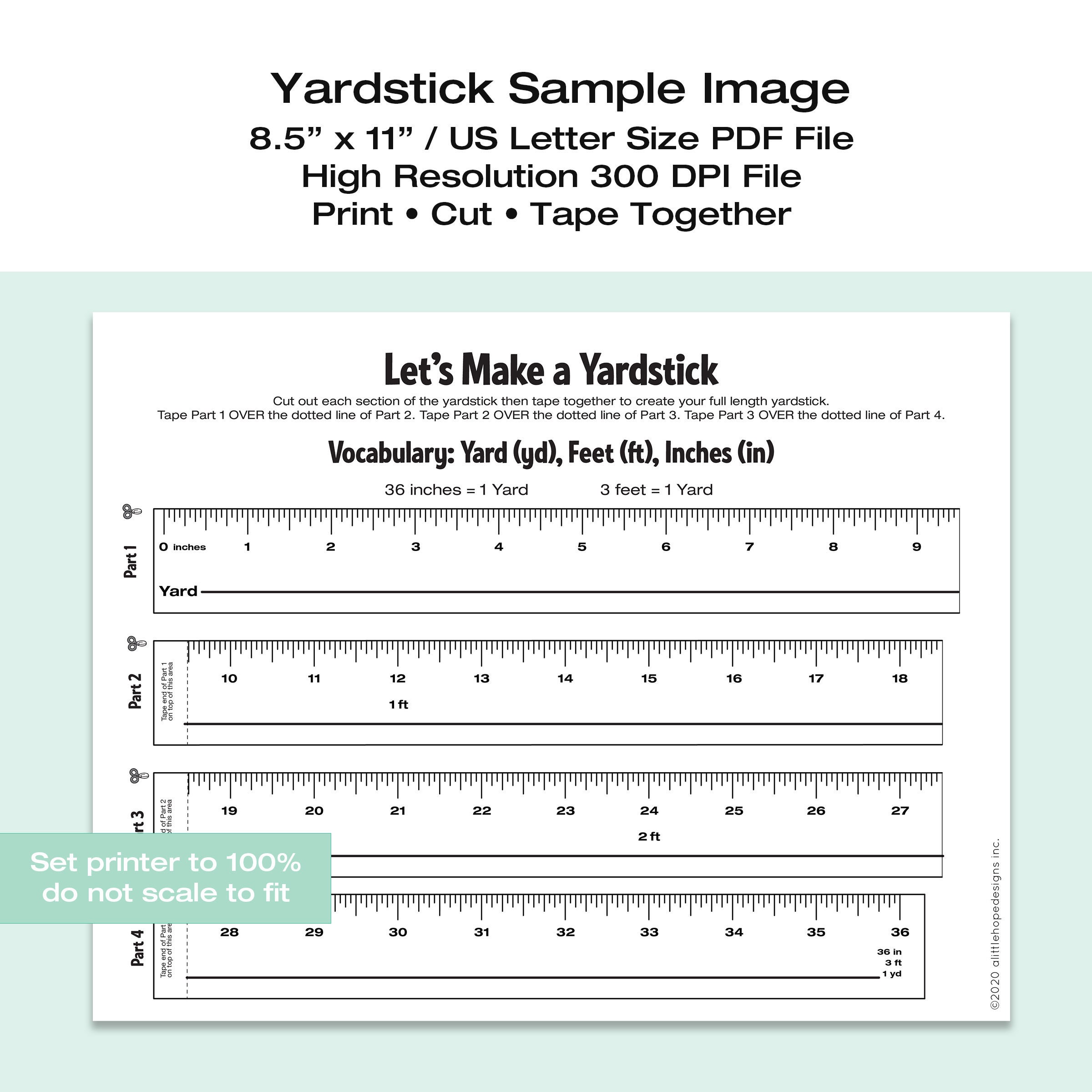 Yardstick and Meterstick Template Printable | Cut and Create Yardstick ...