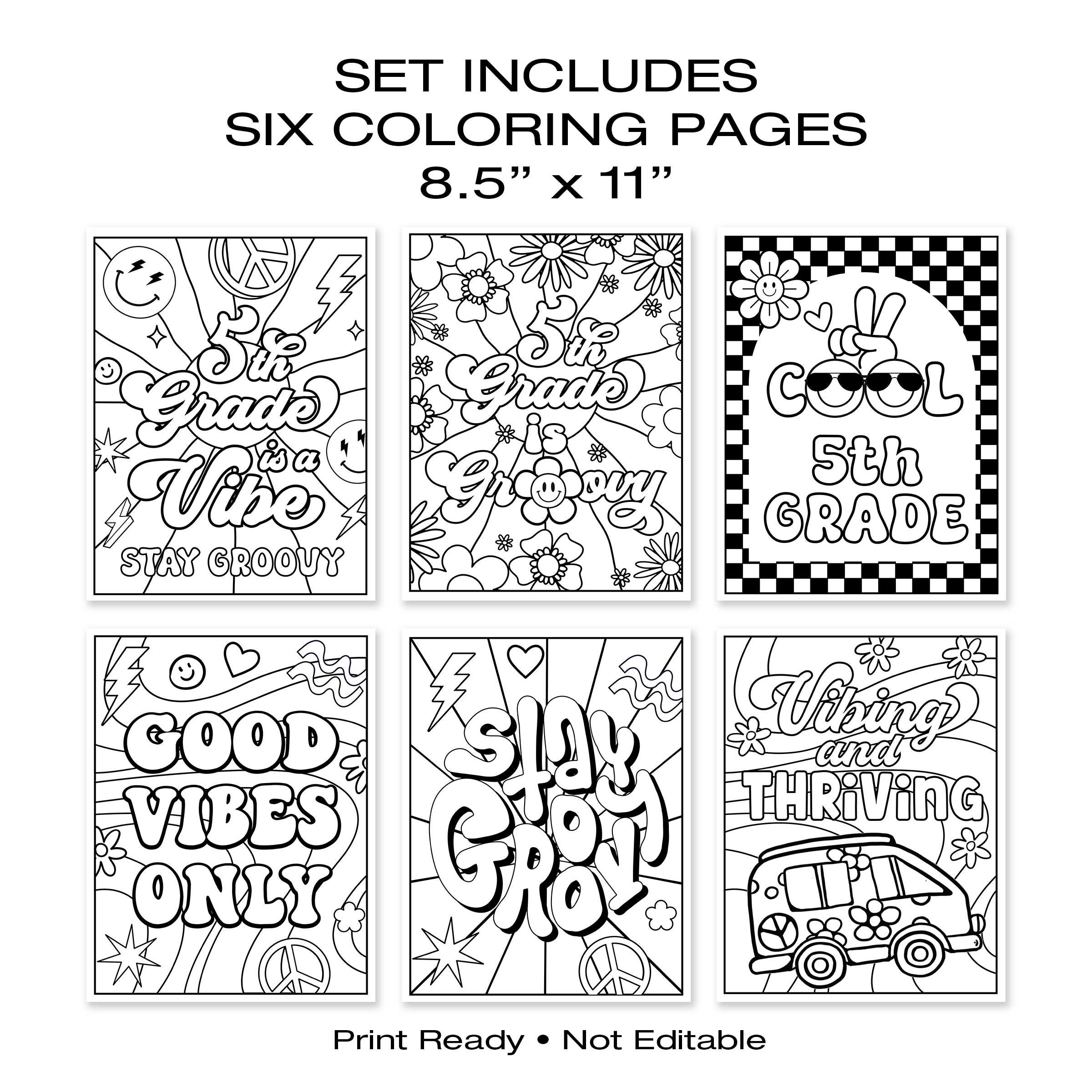 5th Grade Groovy and Vibing Coloring Pages • Inspirational Coloring ...