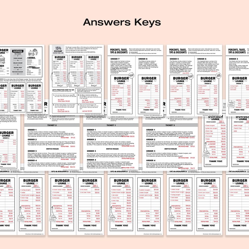 7th Grade Percents: Taxes, Gratuities, Tips, Discounts Real-world Math ...