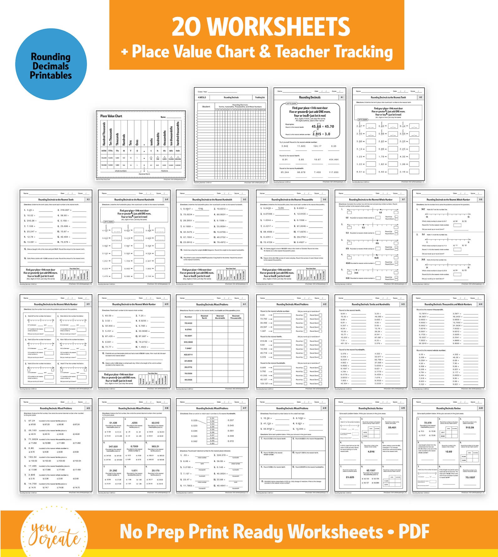 5th Grade: Rounding Decimals Worksheets Decimal Place Value Worksheets ...