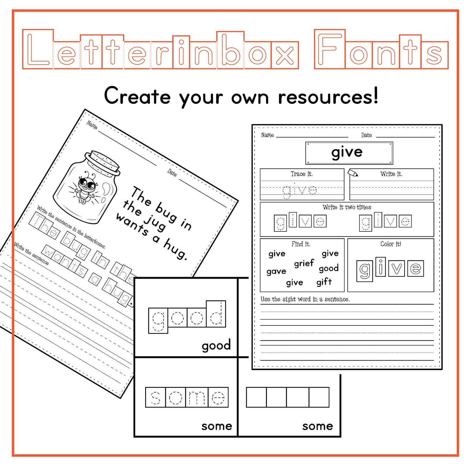 Letterbox Font | Letters in Box Font | Educational Font | Tracing Font ...