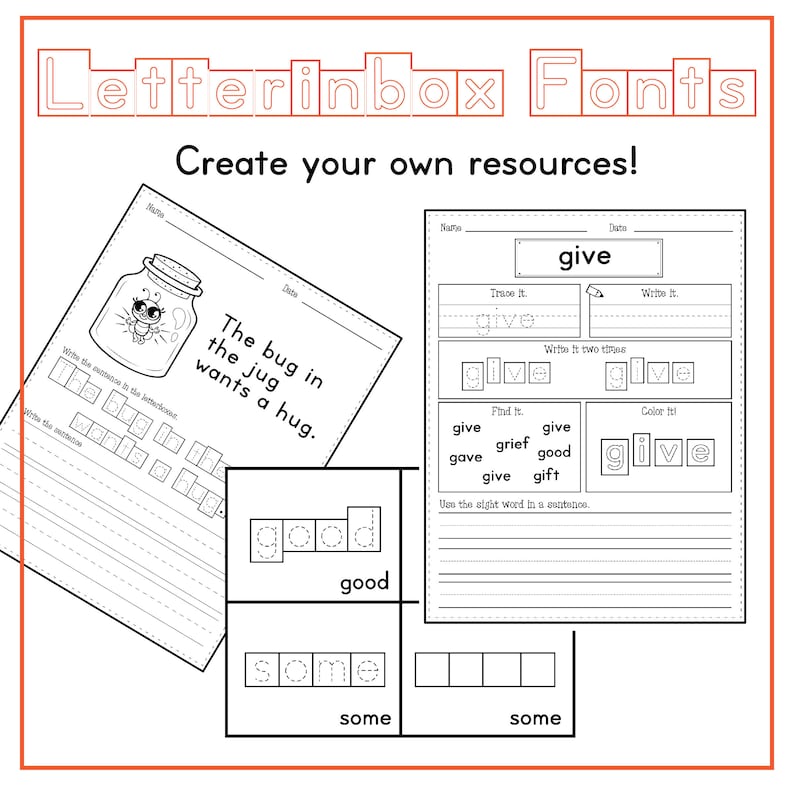 Letterbox Font | Letters in Box Font | Educational Font | Tracing Font ...