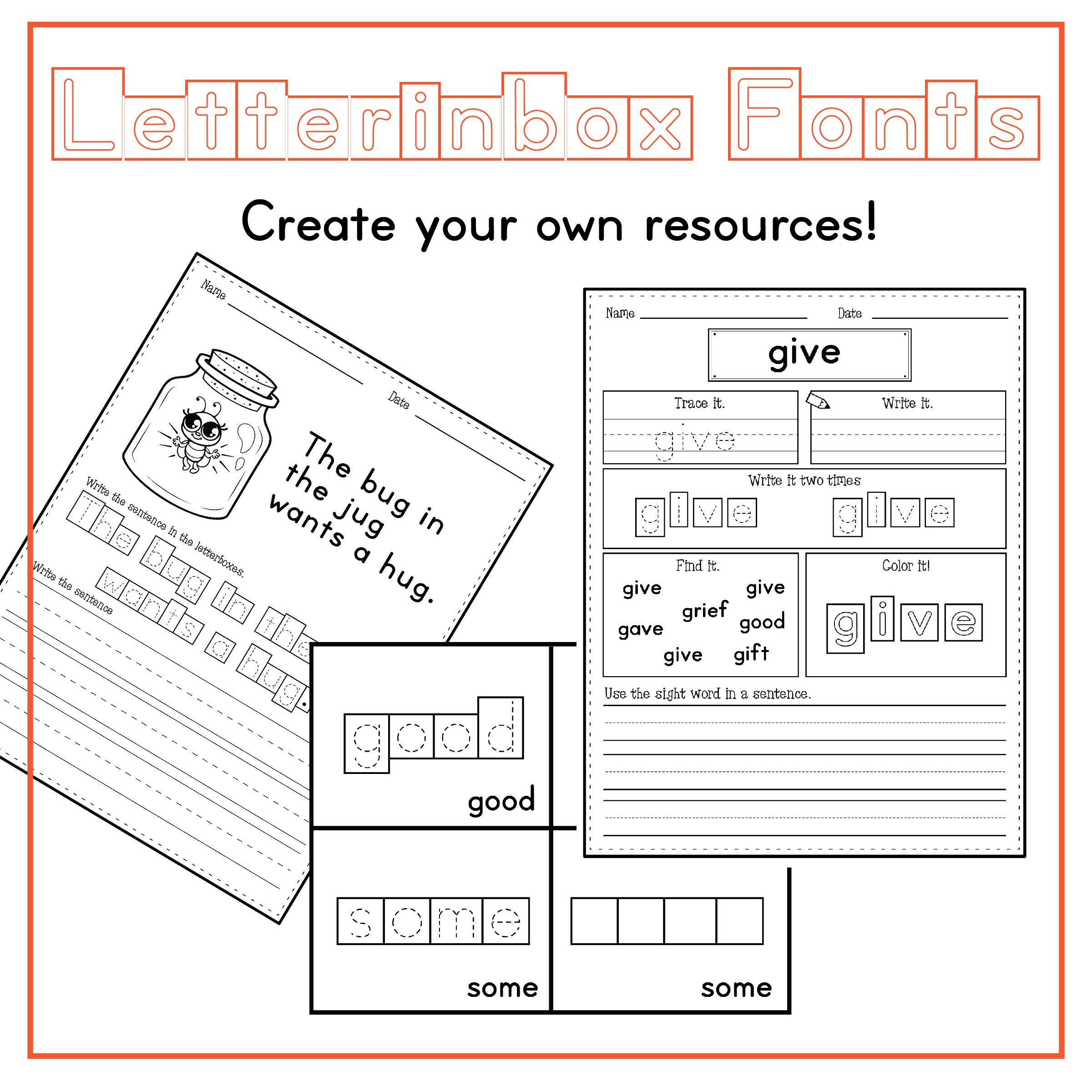 Letterbox Font | Letters in Box Font | Educational Font | Tracing Font ...