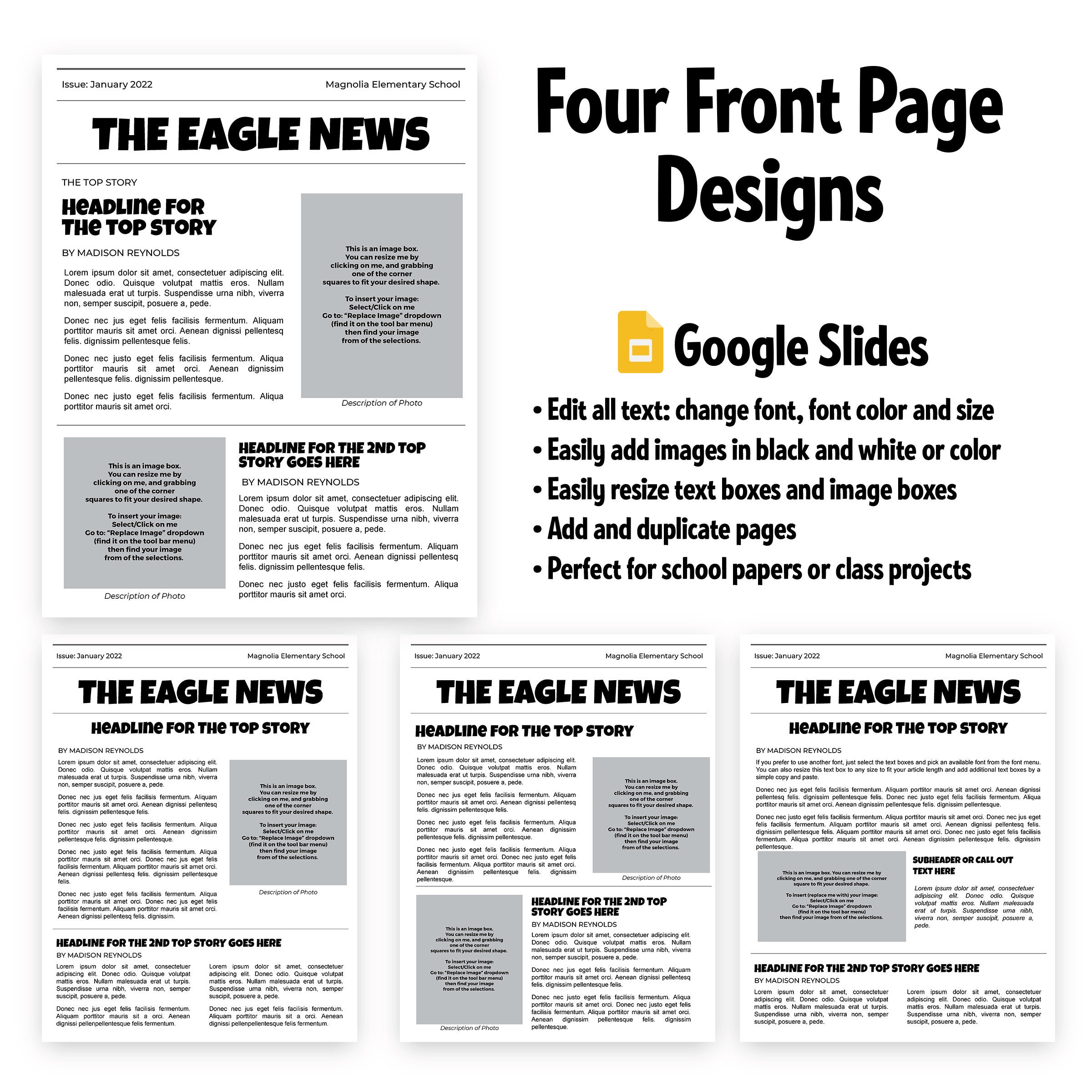 EDITABLE Newspaper Templates | Google Slides | Student News | 10 Design ...