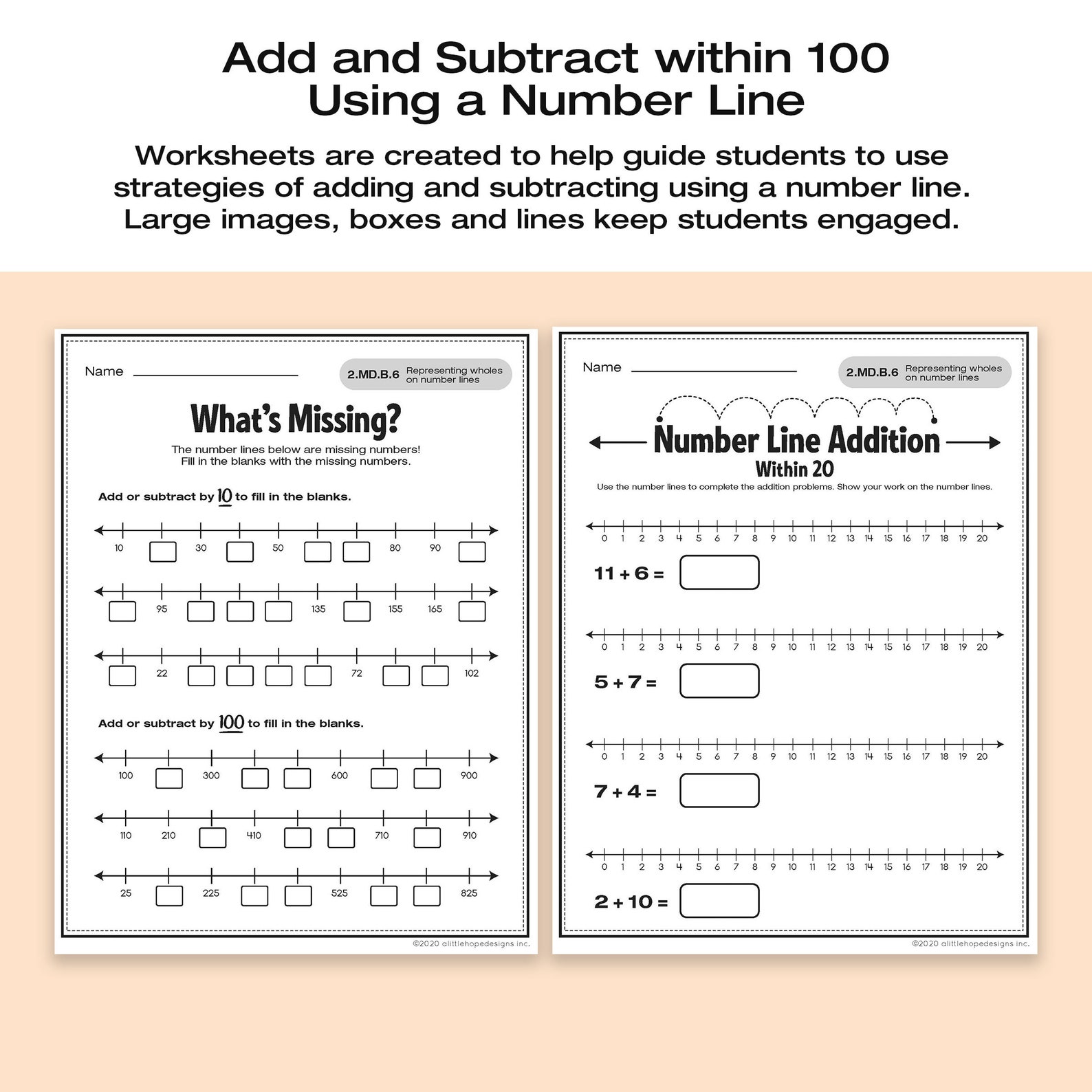 Add and Subtract on a Number Line | 2nd Grade Math Number Lines 2.MD.B ...