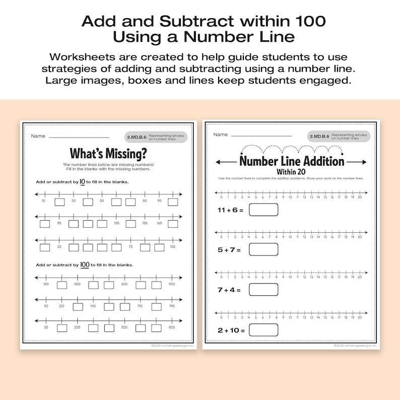 Add and Subtract on a Number Line | 2nd Grade Math Number Lines 2.MD.B ...