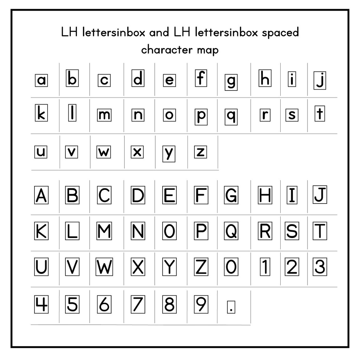 Letterbox Font Letters in Box Font Educational Font Tracing Font 6 ...