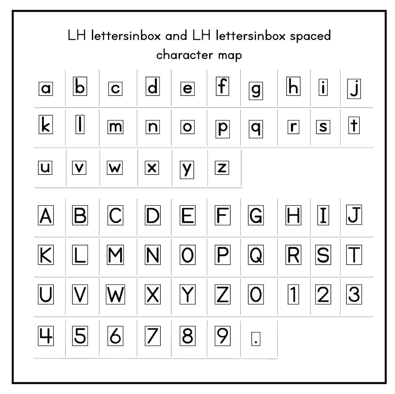 Letterbox Font Letters in Box Font Educational Font Tracing Font 6 ...