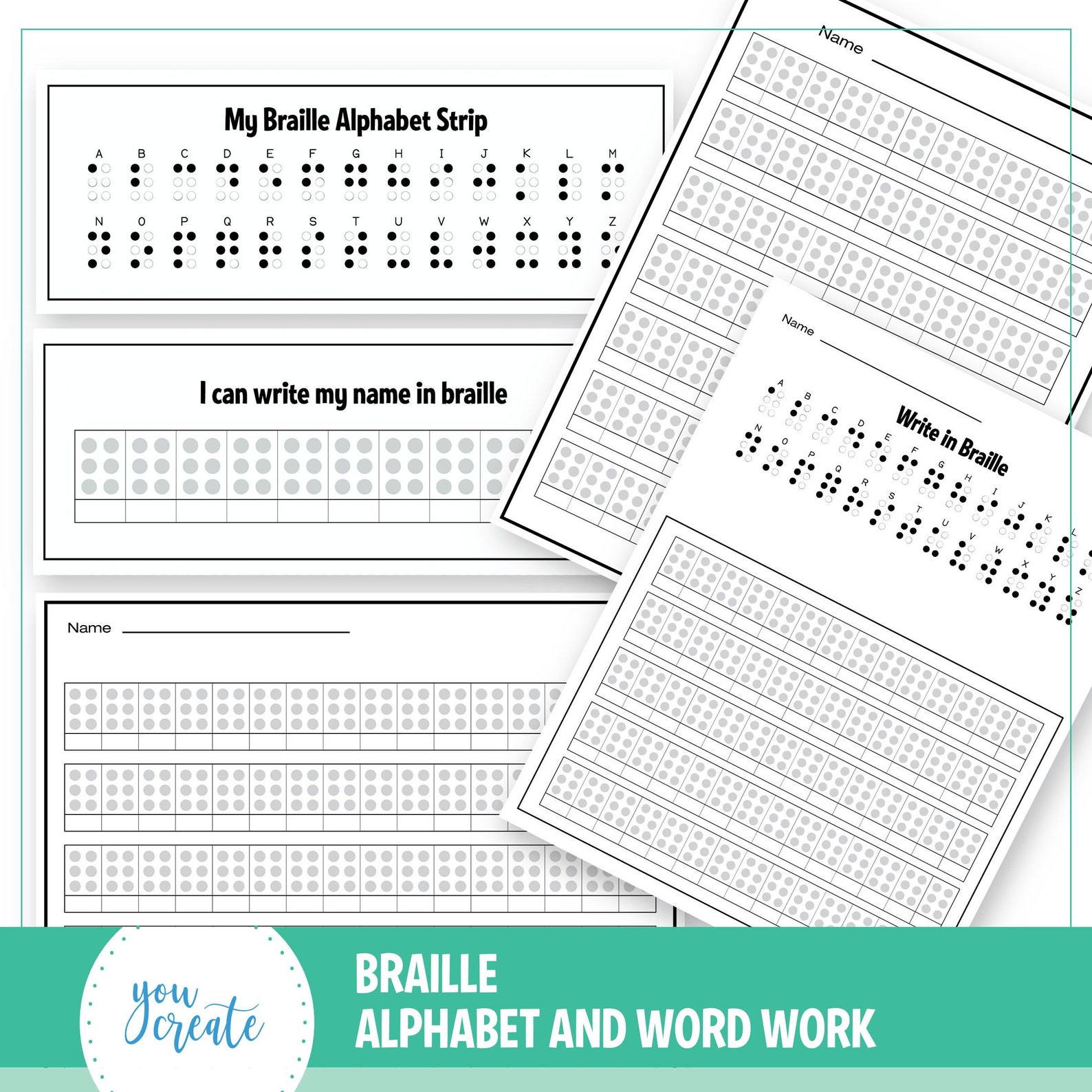 Braille Braille Alphabet and Word Work Learn to Write Braille Includes ...