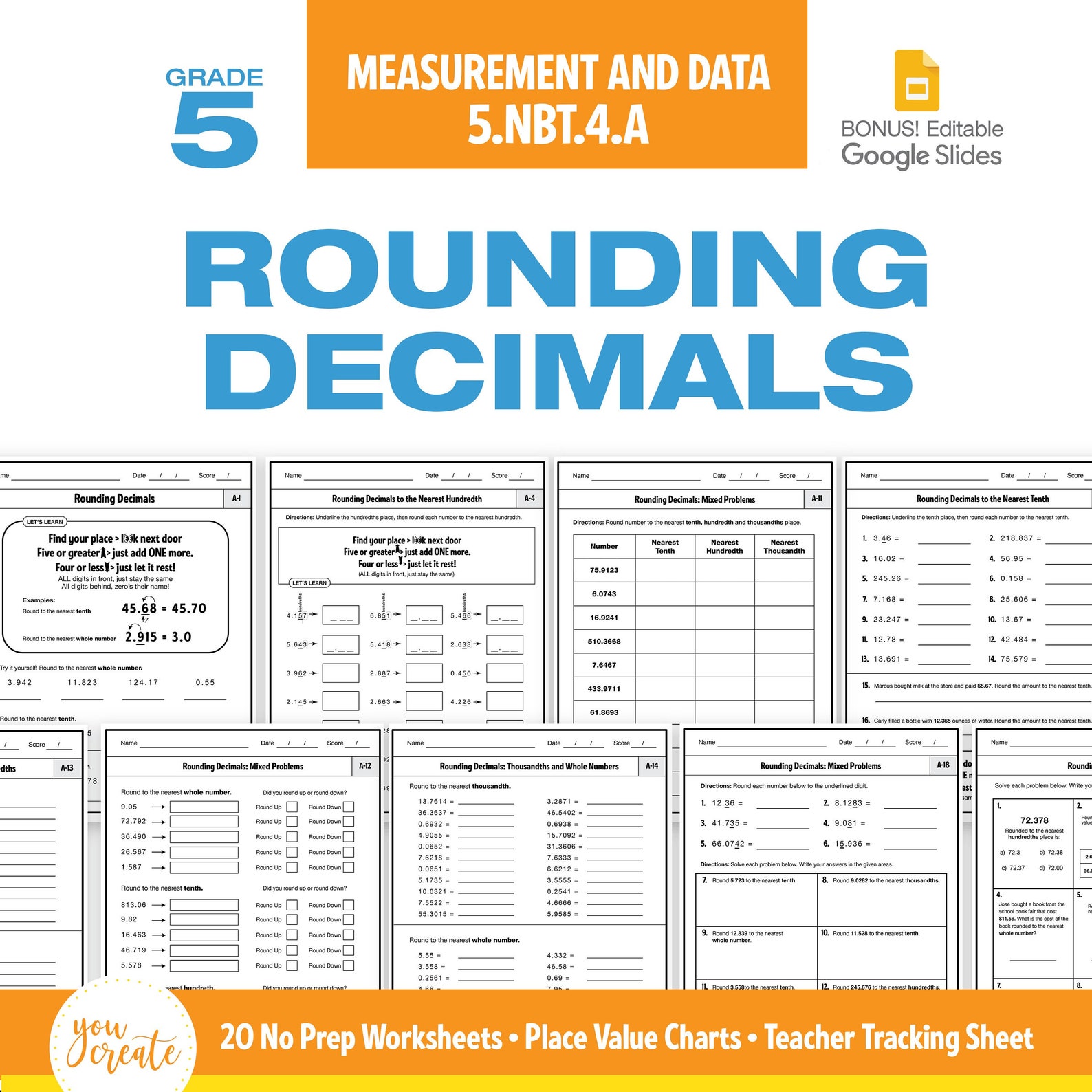 5th Grade: Rounding Decimals Worksheets Decimal Place Value Worksheets ...