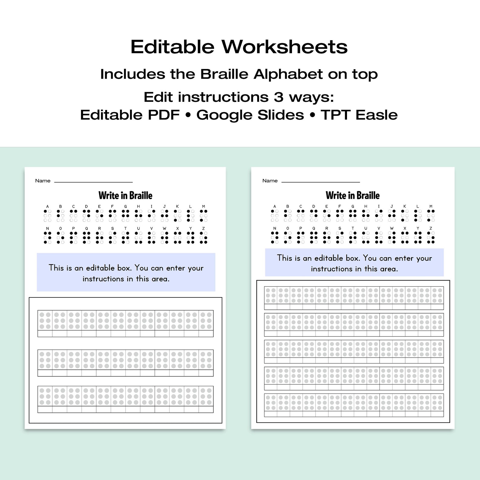 Braille | Braille Alphabet and Word Work | Learn to Write Braille ...