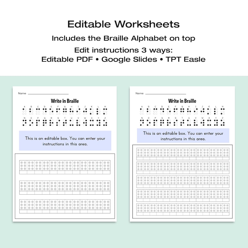 Braille | Braille Alphabet and Word Work | Learn to Write Braille ...