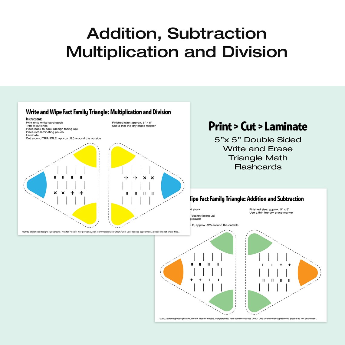 Write and Wipe Math Fact Family Triangles | Fact Family Multiplication ...