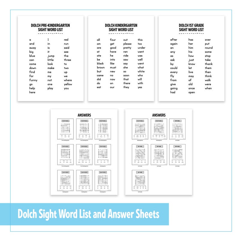 Dolch Sight Word Word Find and Tracing • Pre-k to 1st Grade Sight Word ...