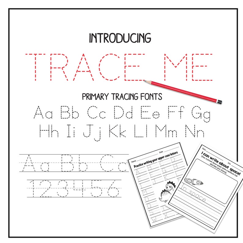 Alphabet Tracing Fonts • Primary Font TRACE ME Lined and Unlined ...