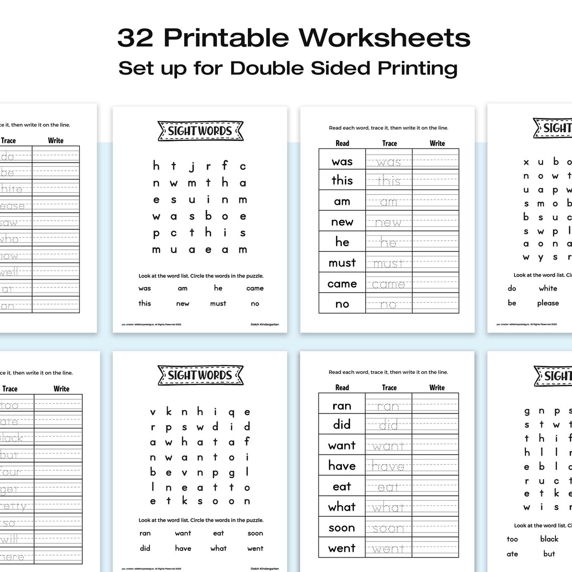 Dolch Sight Word Word Find and Tracing • Pre-k to 1st Grade Sight Word ...