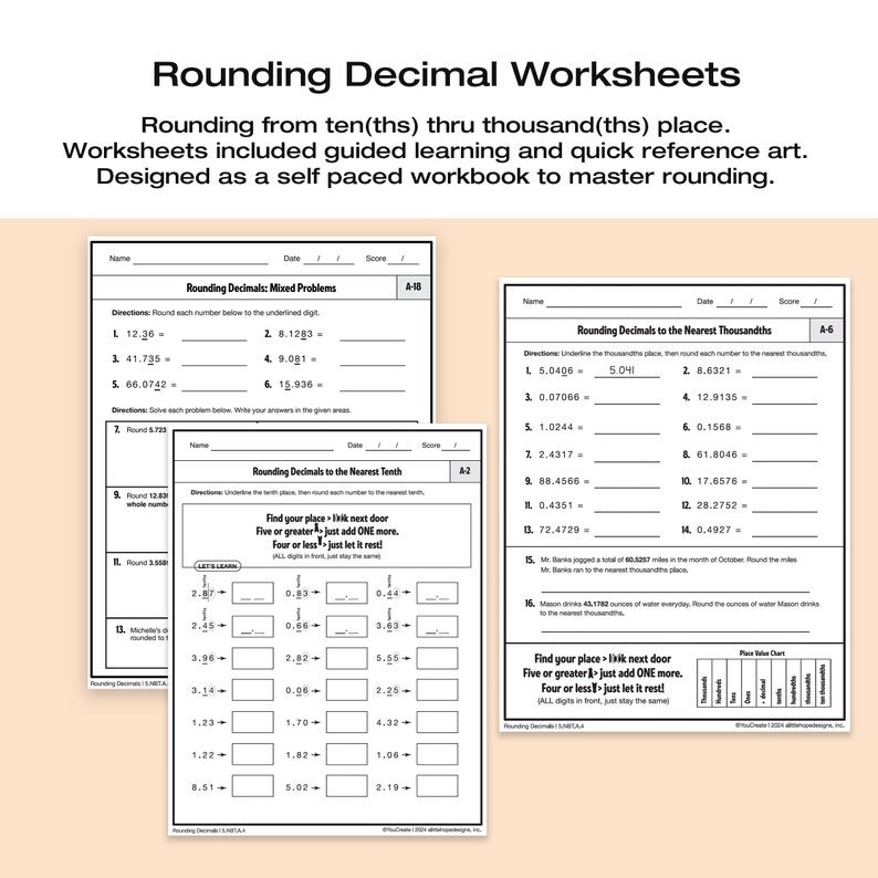 5th Grade: Rounding Decimals Worksheets • Decimal Place Value ...