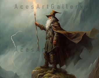Warrior Wizard With Flames in Hand, Digital Download, Digital Art, Oil ...