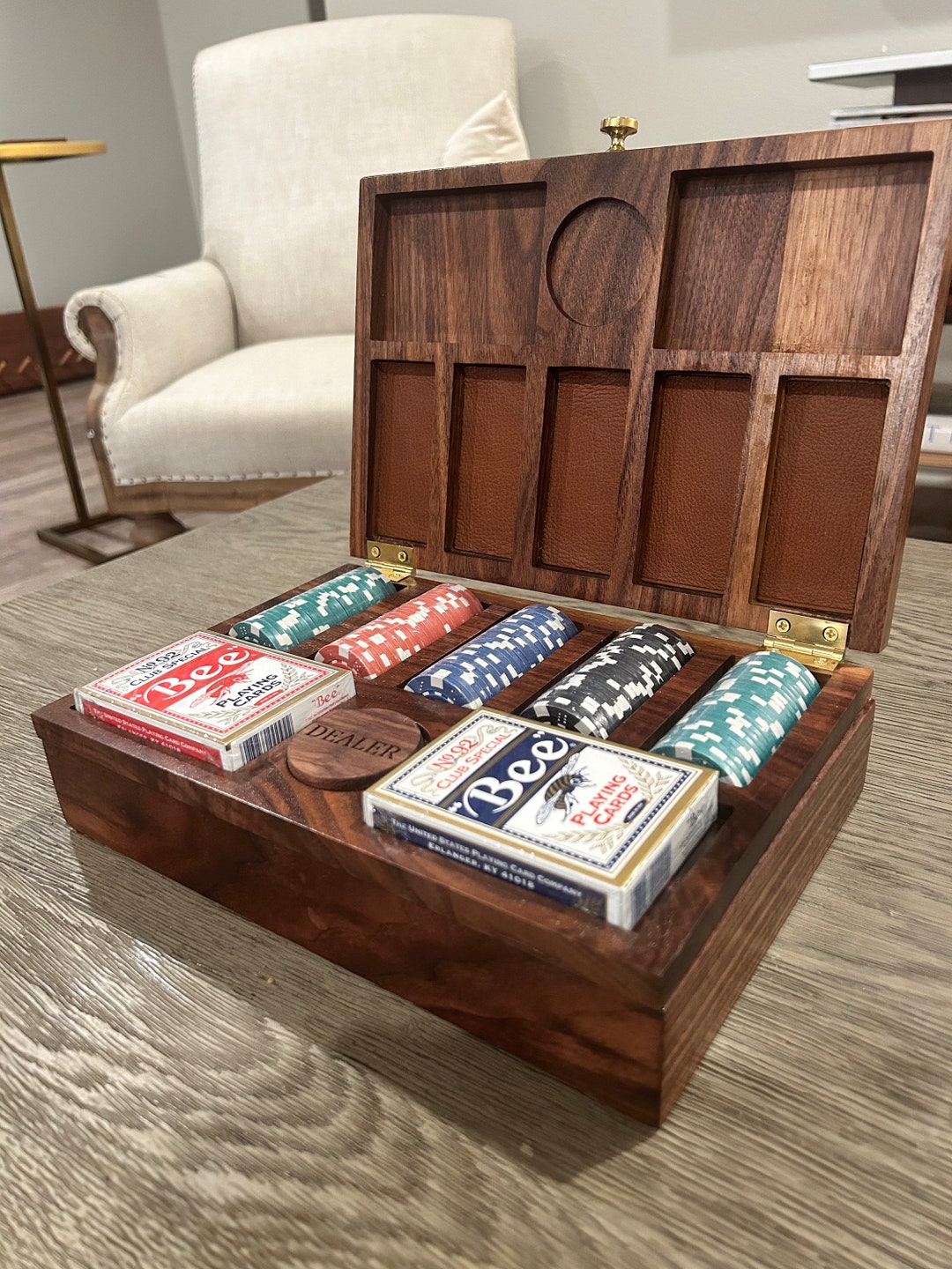 Personalized Poker Set Wooden Gifts Custom Engraved Walnut - Etsy