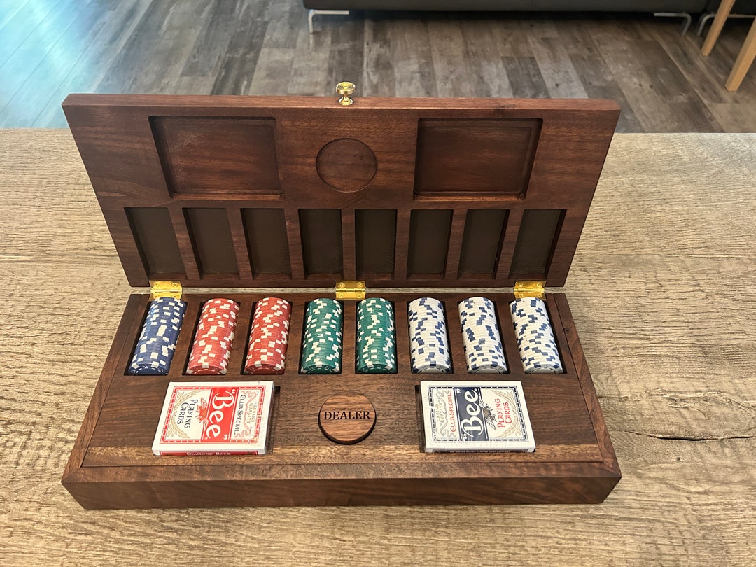Personalized Poker Set, Wooden Gifts, Custom Engraved Walnut Game Box ...