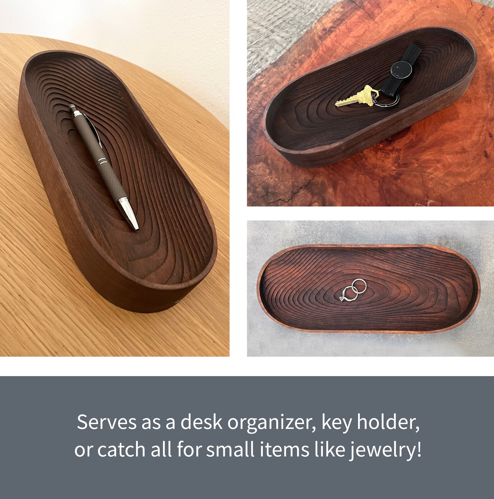 Walnut Catchall Welcome Home Valet Tray Military Gift Catch - Etsy