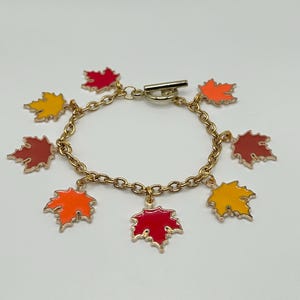 Fall Maple Leaf Chain Charm Bracelet - Etsy