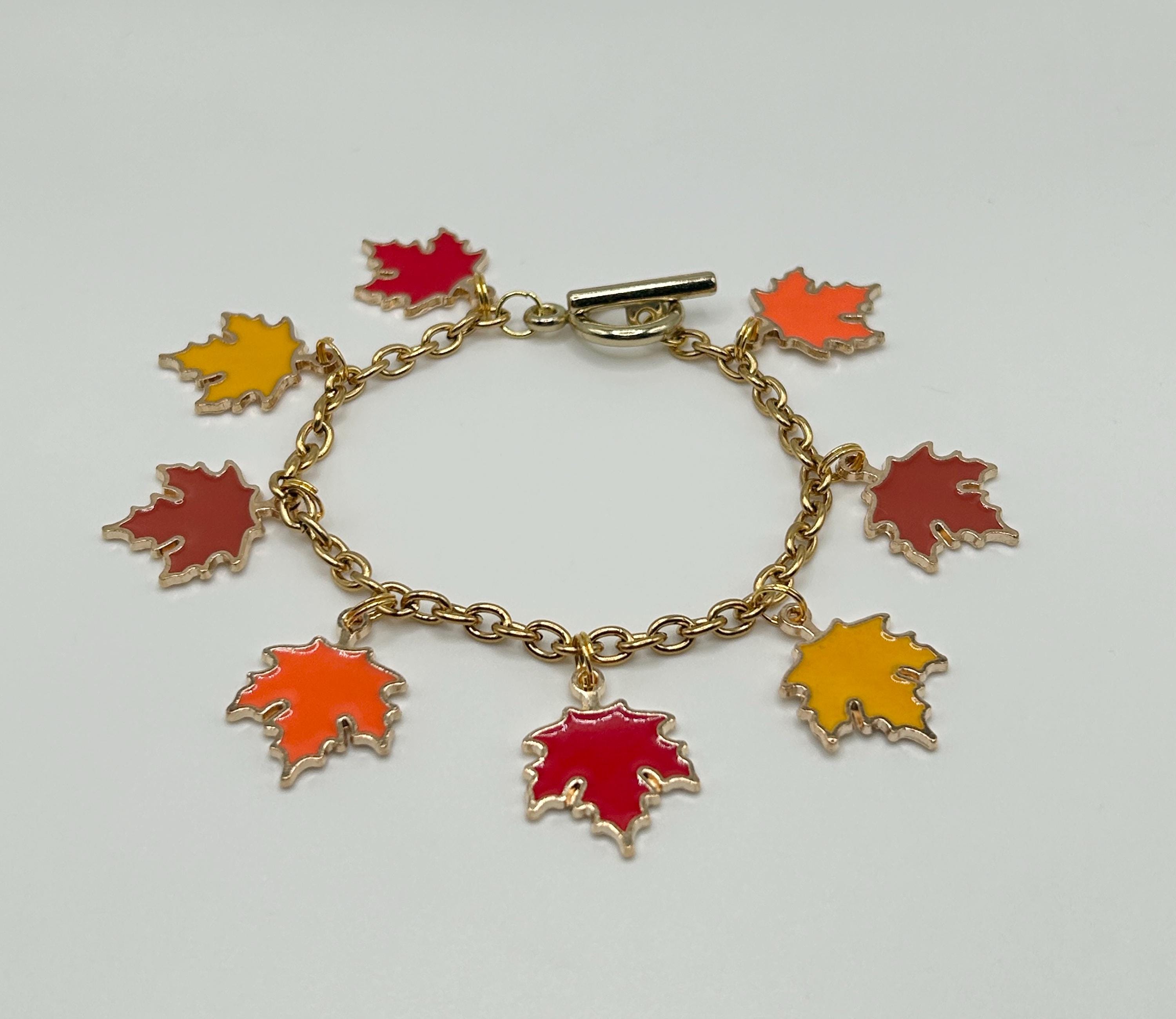Fall Maple Leaf Chain Charm Bracelet - Etsy